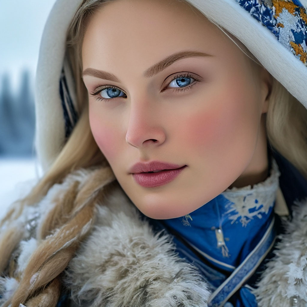 "Hyperrealism, Finnish beauty, close-up face, blonde hair, in national ...