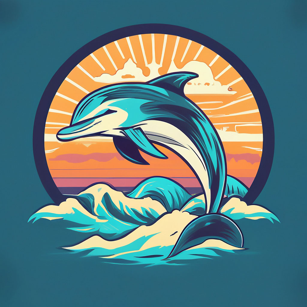 "Dolphin in hawaiian style, vector, minimalism, T-shirt design" — image ...