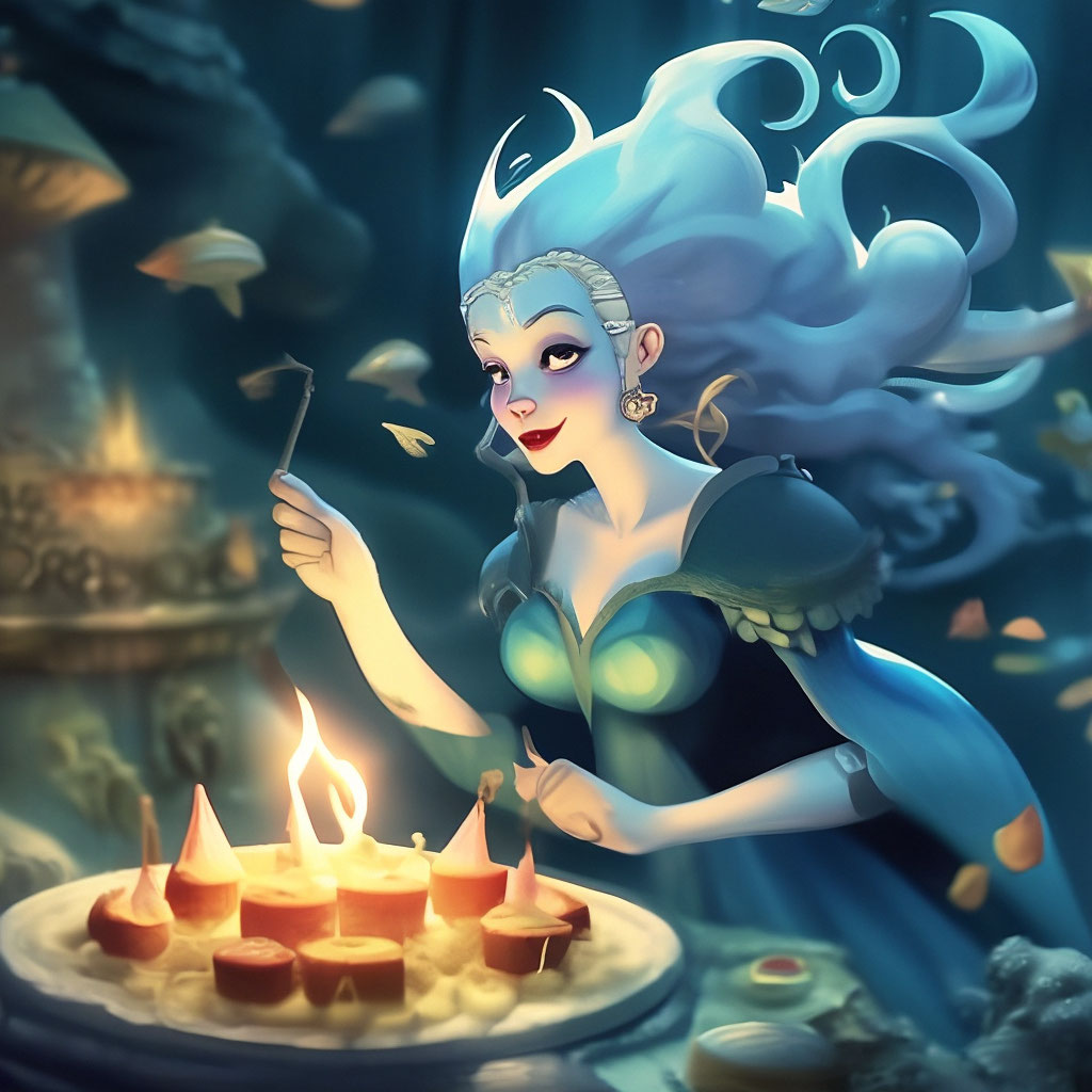 "Ursula the underwater witch's birthday" — image created in Shedevrum