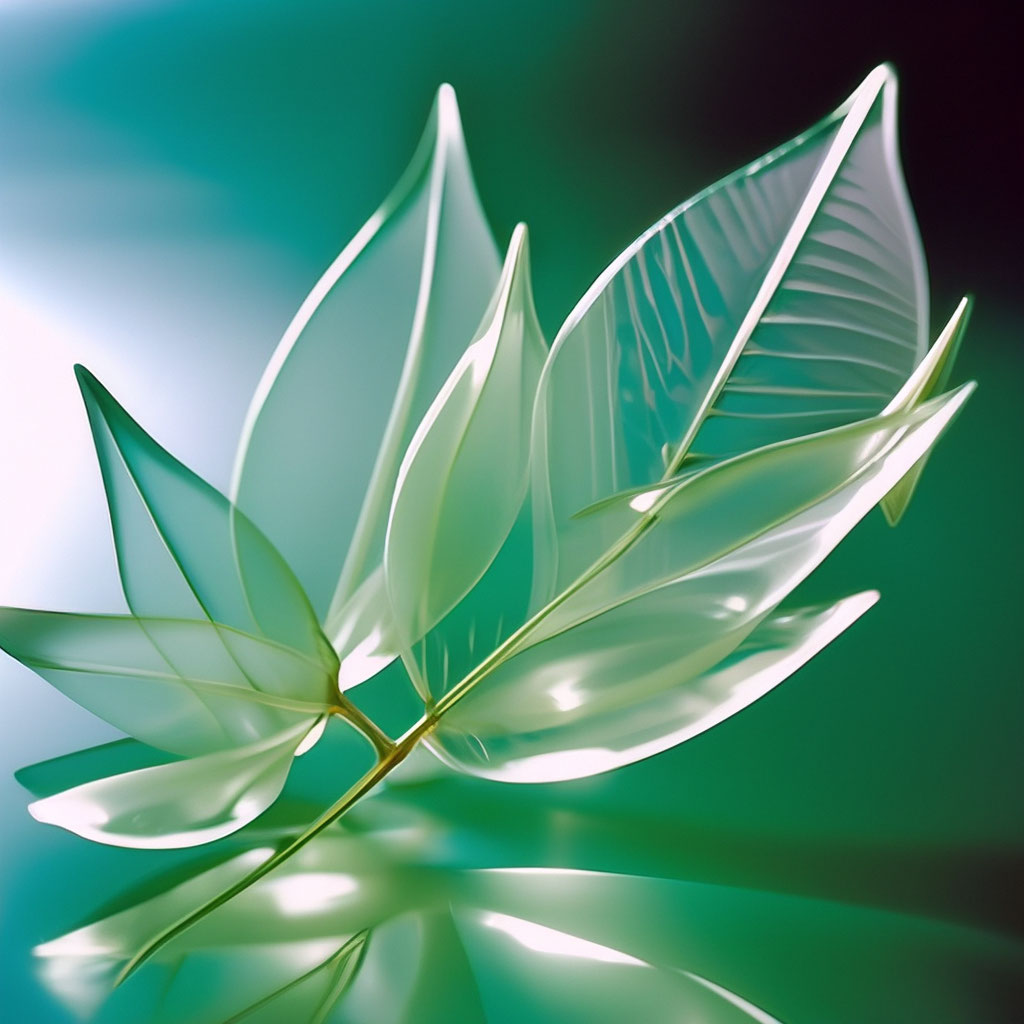 "Transparent leaves, crystal, pale green, lightness, professional photo ...