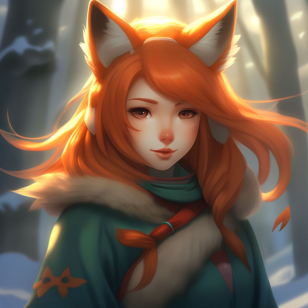 "Human fox girl" — image created in Shedevrum