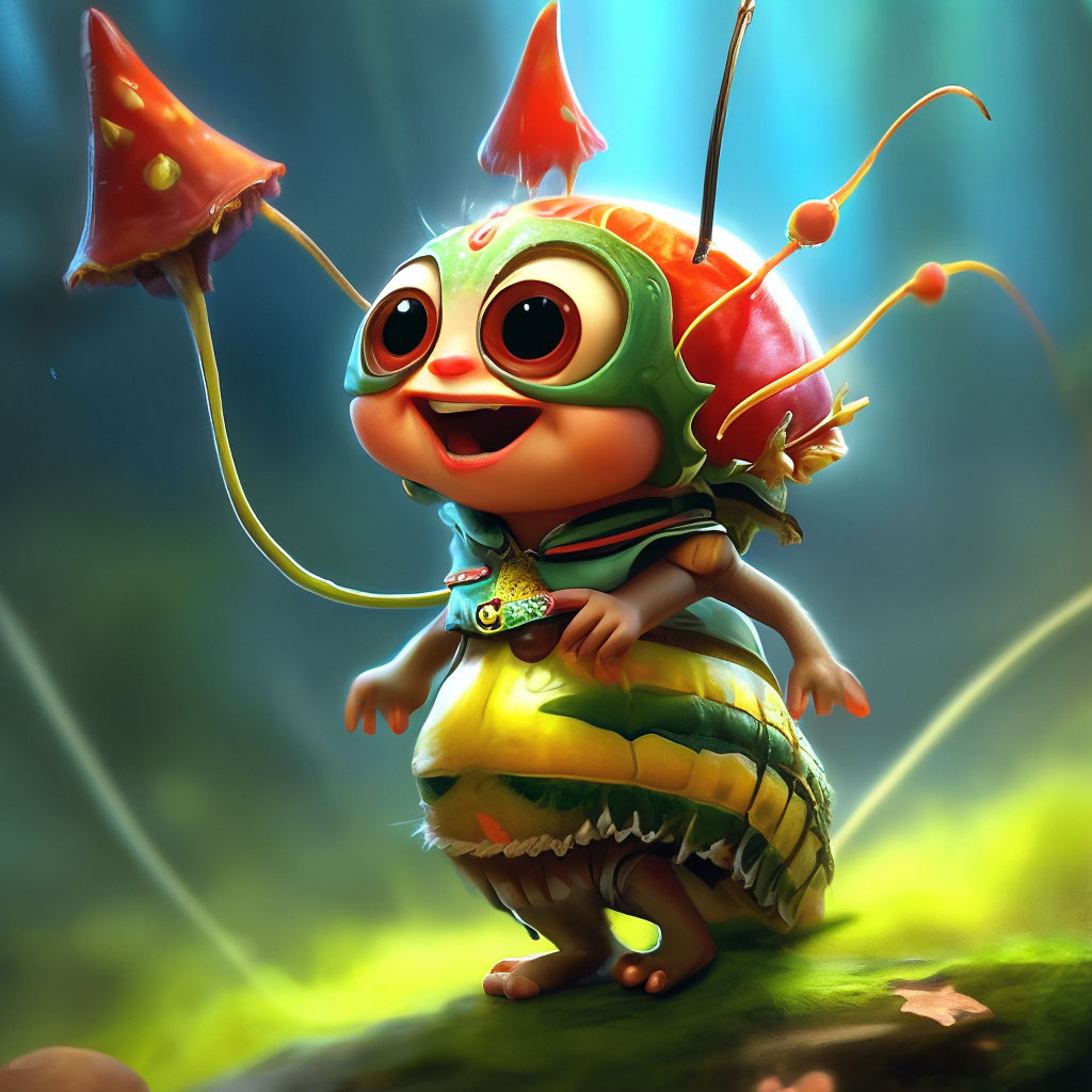 "Pixar caterpillar. silly little eye, awkward, wild micro fairy, on the ...