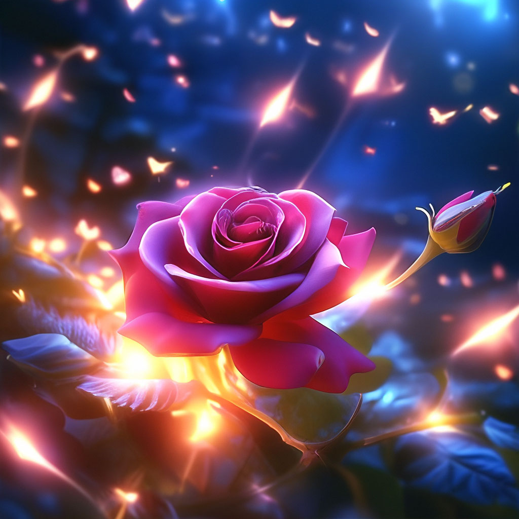 "Fantasy, small filigree bright burgundy half-open rose, beautiful ...
