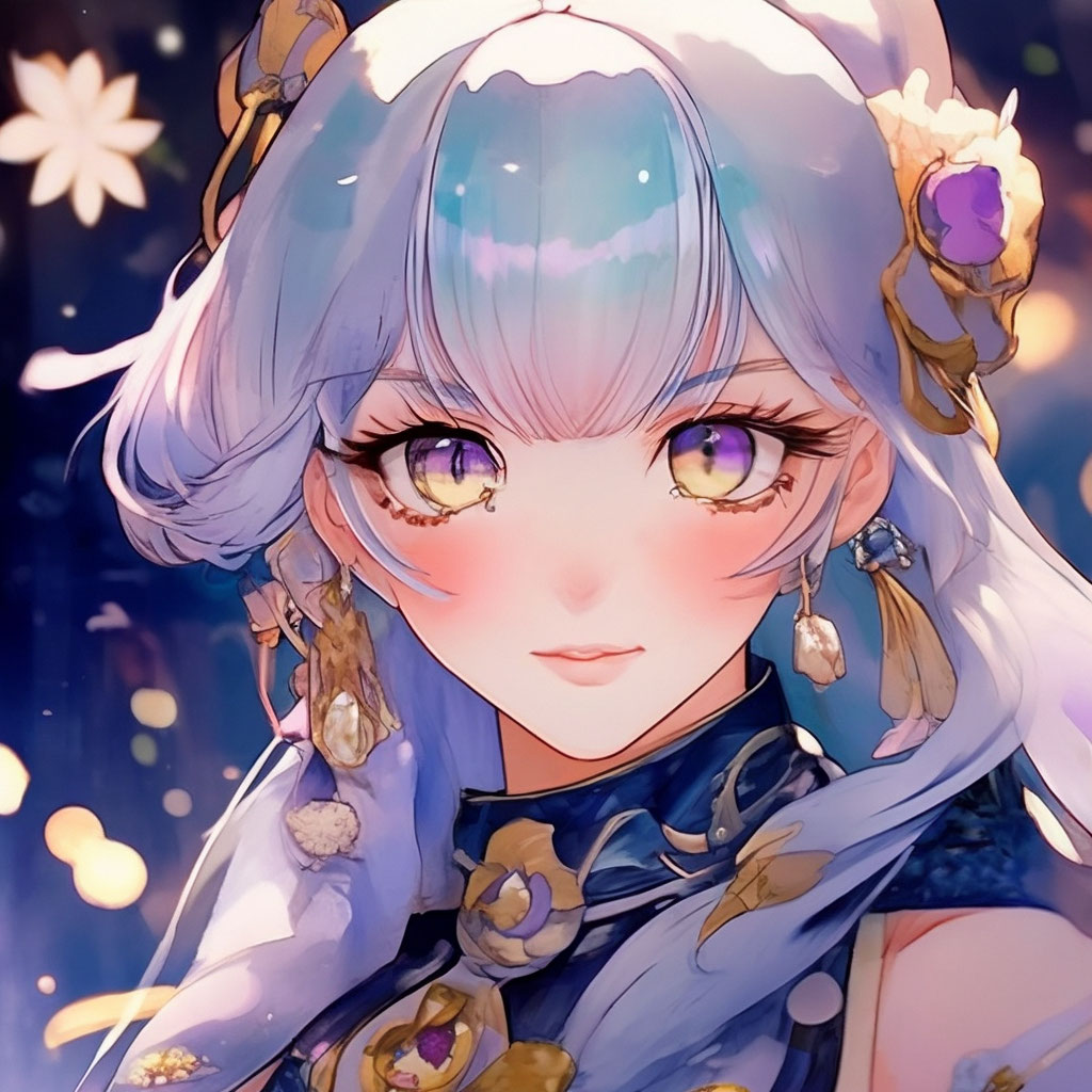 "Genshin impact, Kamisato Ayaka, watercolor, delicate colors, glitter ...