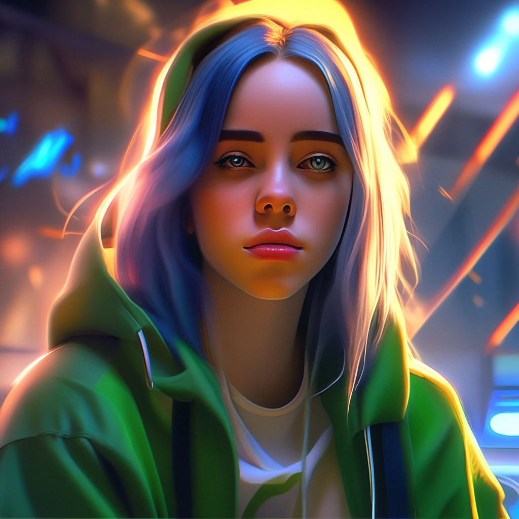 "Billy Eilish, high detail, digital painting, artstation, concept art ...