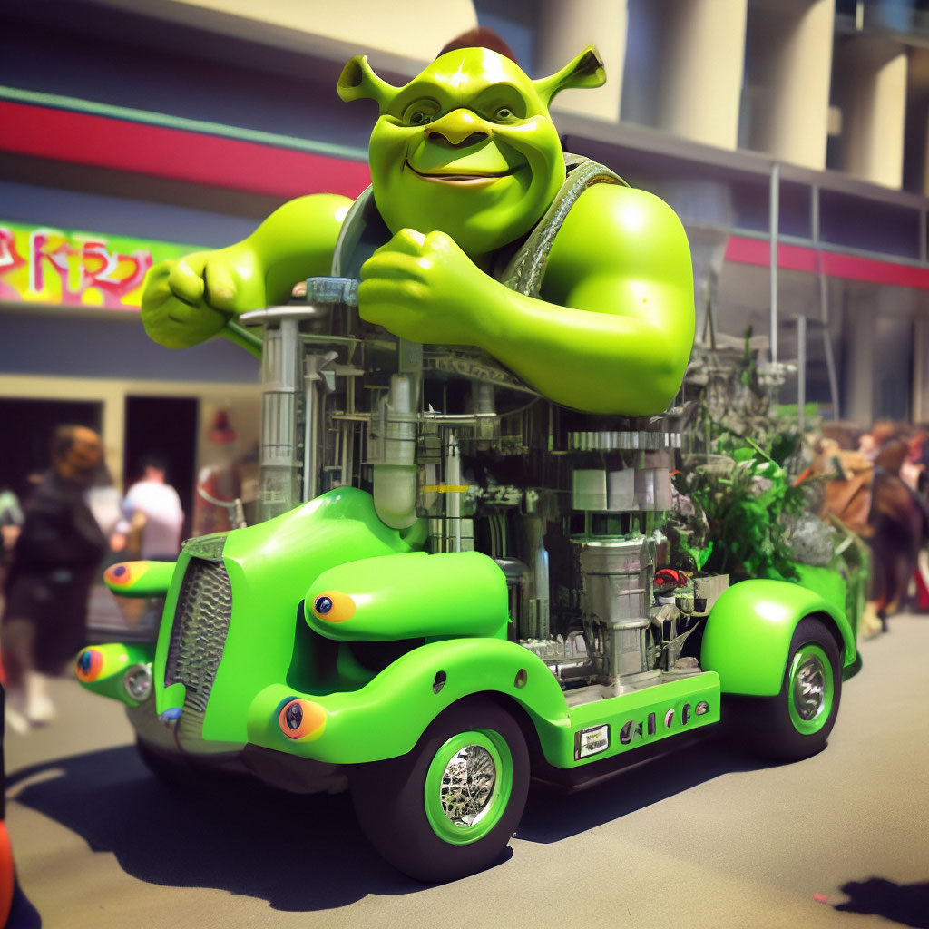 "The Shrek machine" — image created in Shedevrum
