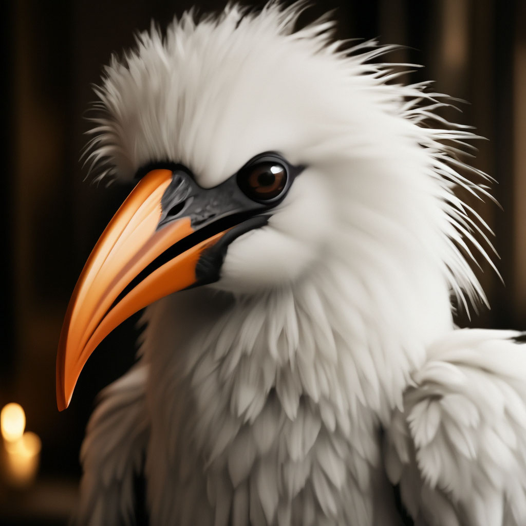 "Opium Bird, realistically,a meme, a white,large bird with a huge ...