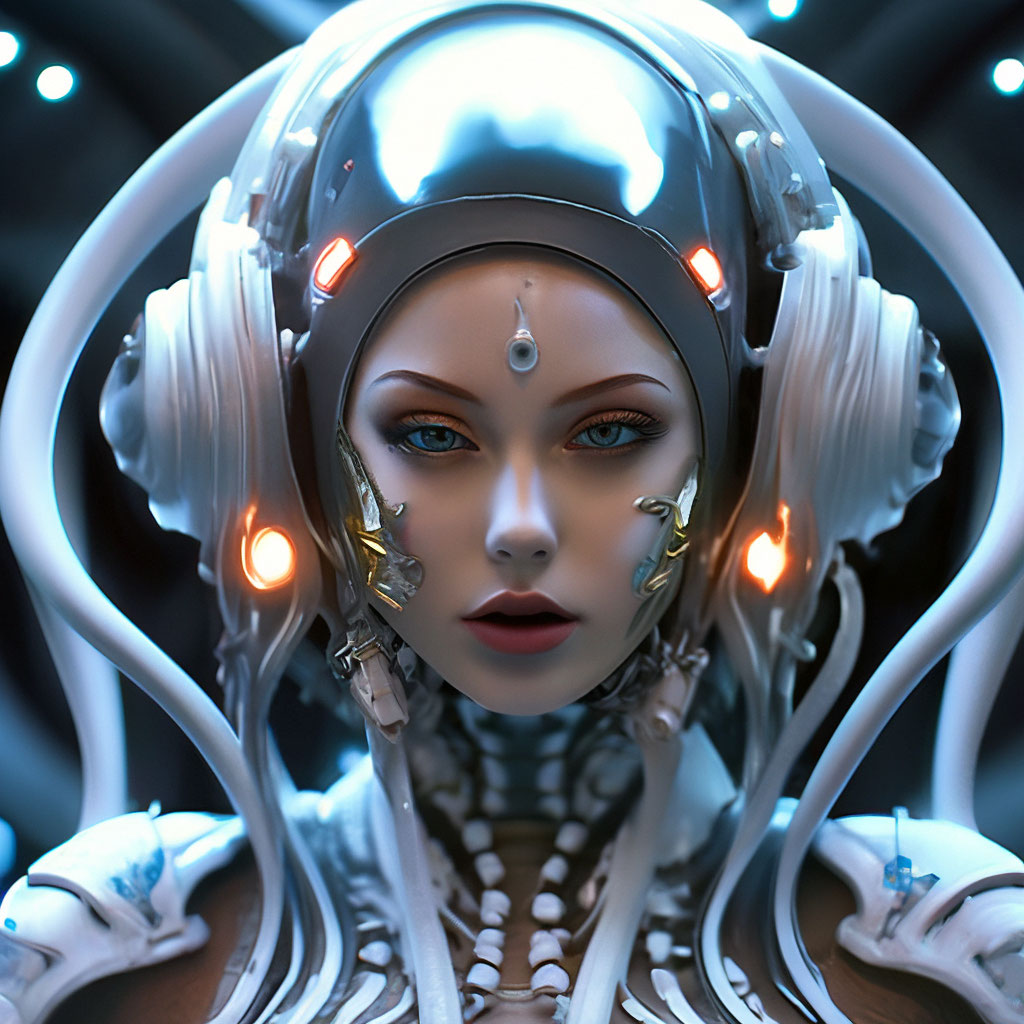 "Girl,standing tall,body-art,focus on the body,astronaut,helmet ...