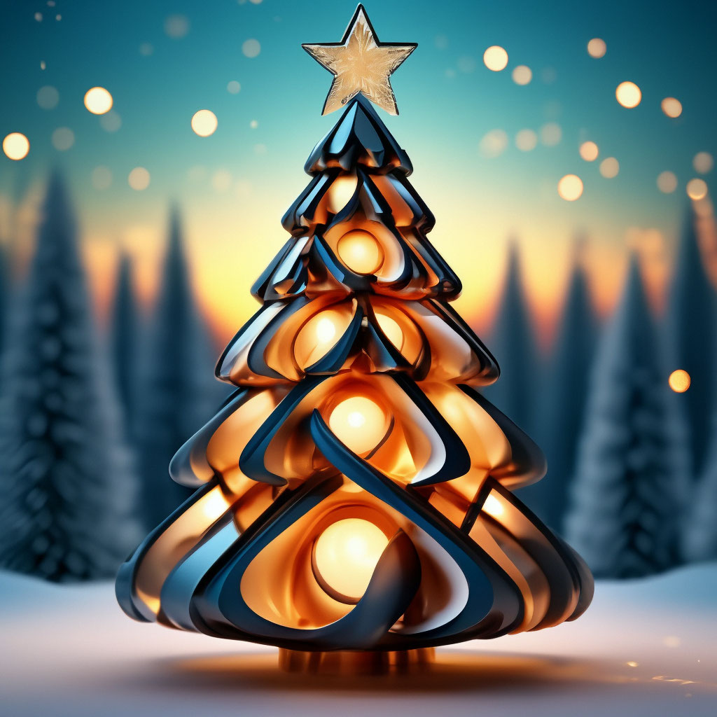 "3D geometric volumetric innovative Christmas tree in the center of a ...