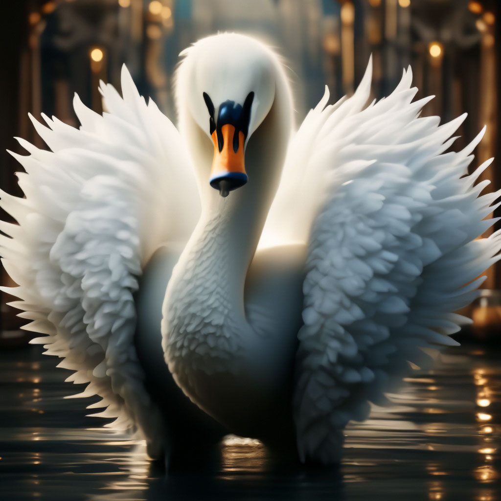 "Hybrid of a swan with a Chinese dragon, white fluffy" — image created ...