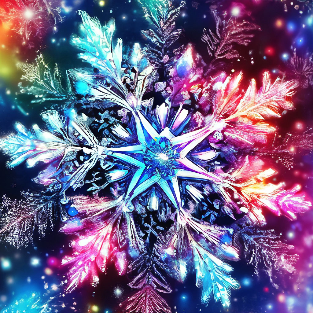 "PASS IT ON! New Year's magic, New Year's mood, snowflake, multicolored ...
