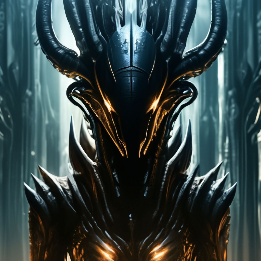 "Goat species queen of Xenomorphs" — image created in Shedevrum