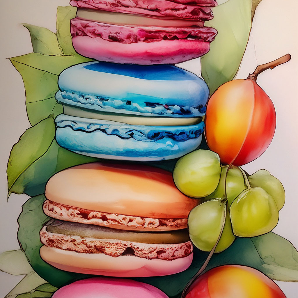 "Bright colors, sketch, watercolor and ink, detailed drawing, fine line ...