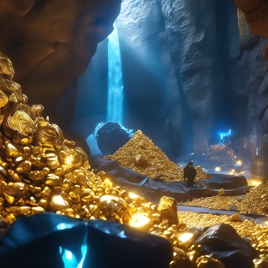 "Hyper detail, 32k, mysticism, dwarf cave, walls strewn with gems, a ...