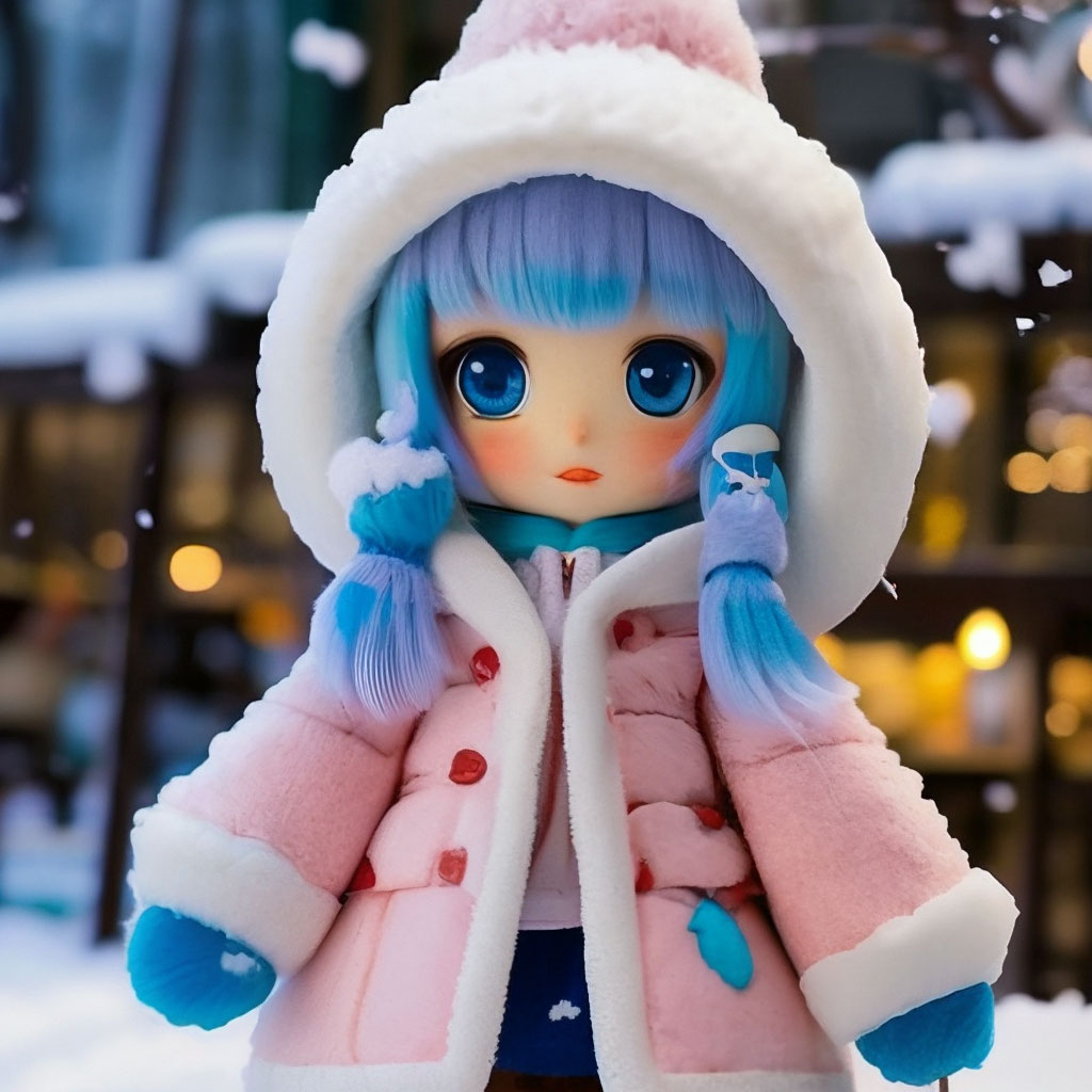 "Tamase Arisa in a winter outfit, in the style of Waterworld, a plush ...