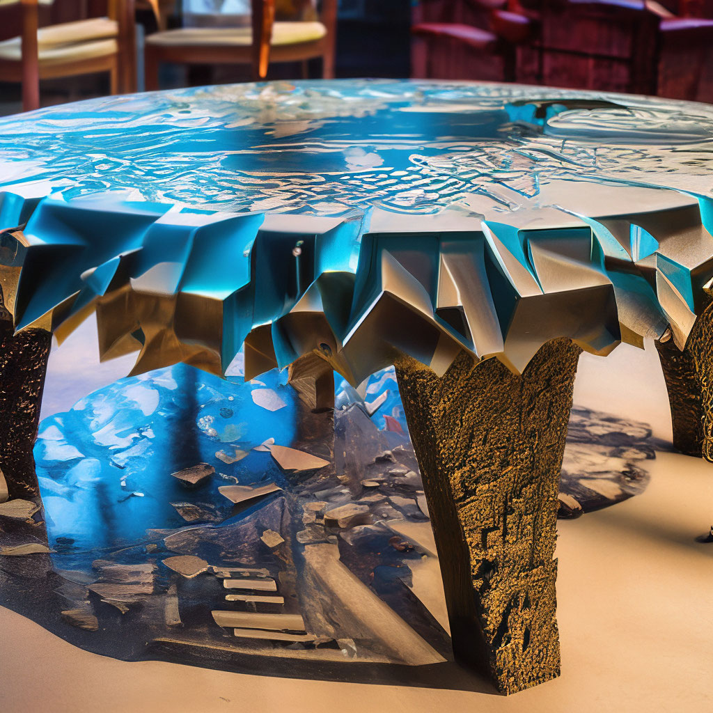 "Large embossed table made of epoxy resin Flat earth" — image created ...