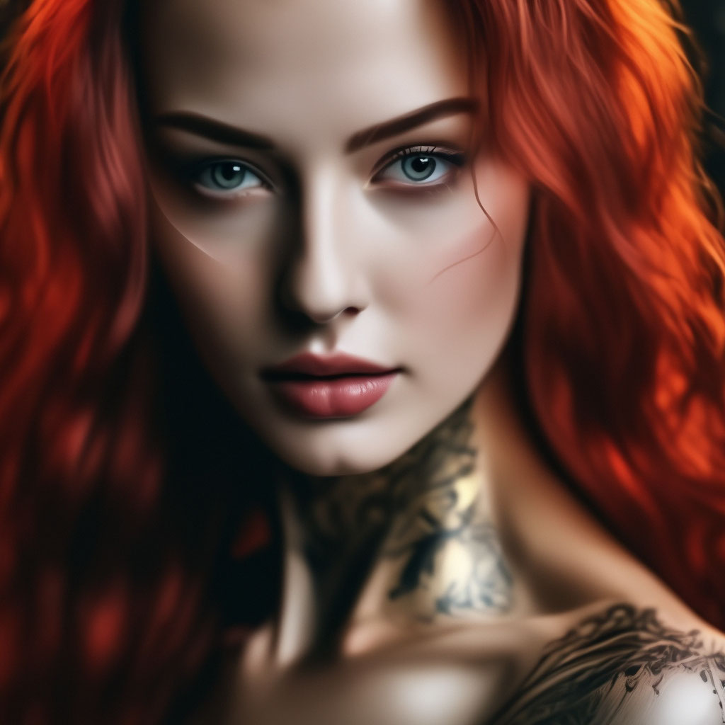 "Surrealism, elegant anthropomorphic ruby thread beautiful venom girl ...