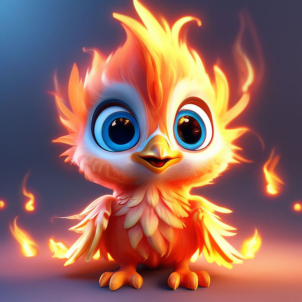 "Tiny and cute baby Phoenix Birds fire , flame , fiery feathers ...