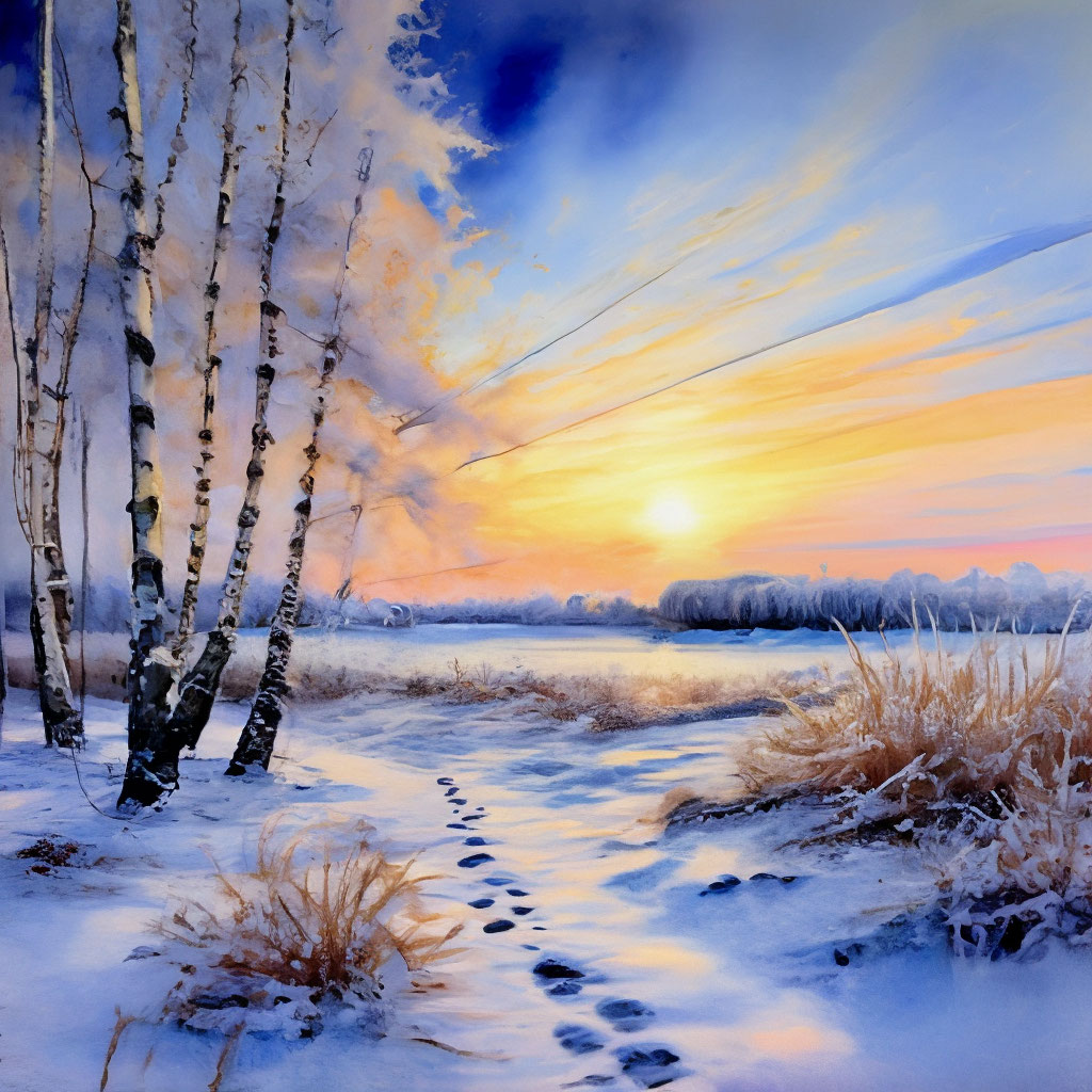 the field is frosty, snow-covered gave mother-of-pearl ultramarine ...