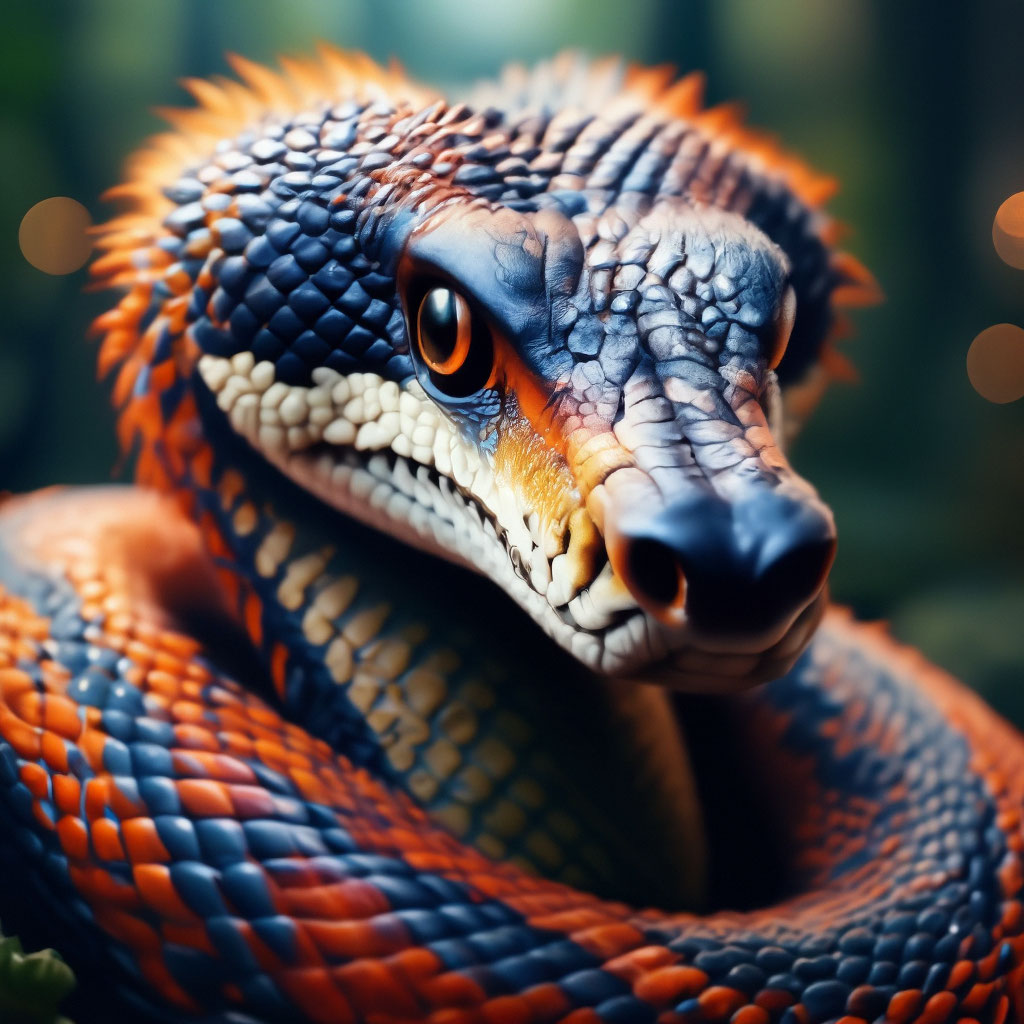 "Fluffy furry realistic snake" — image created in Shedevrum