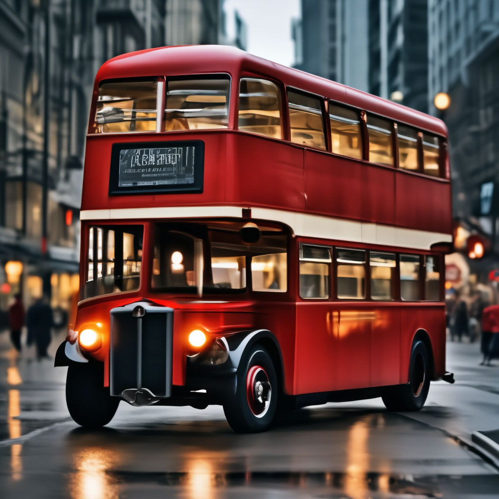 "Two-tier red omnibus" — image created in Shedevrum
