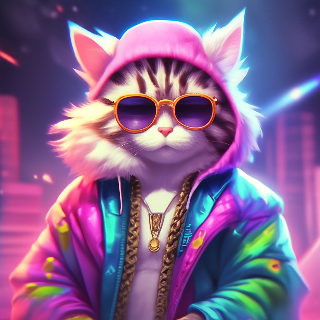 "Fluffy cat rapper" — image created in Shedevrum