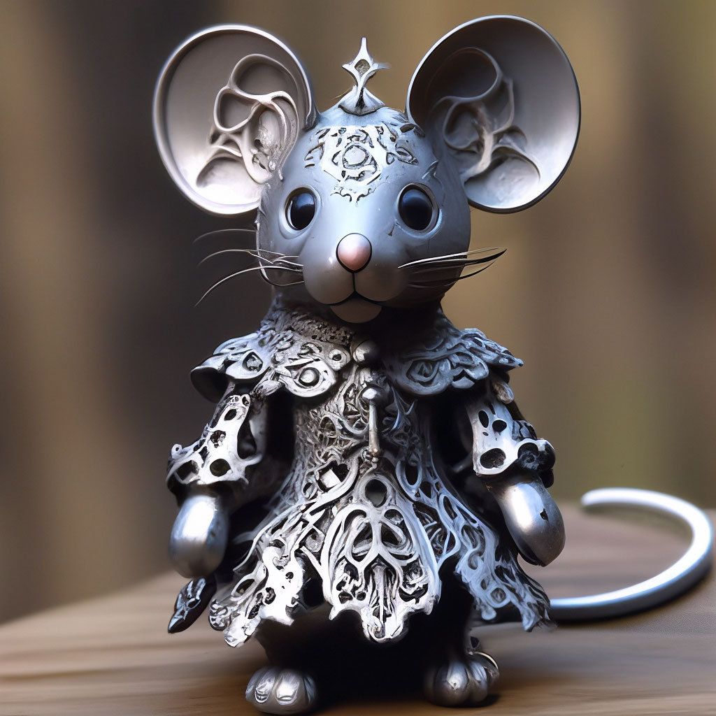 "Mouse in a gothic dress openwork aluminum" — image created in Shedevrum