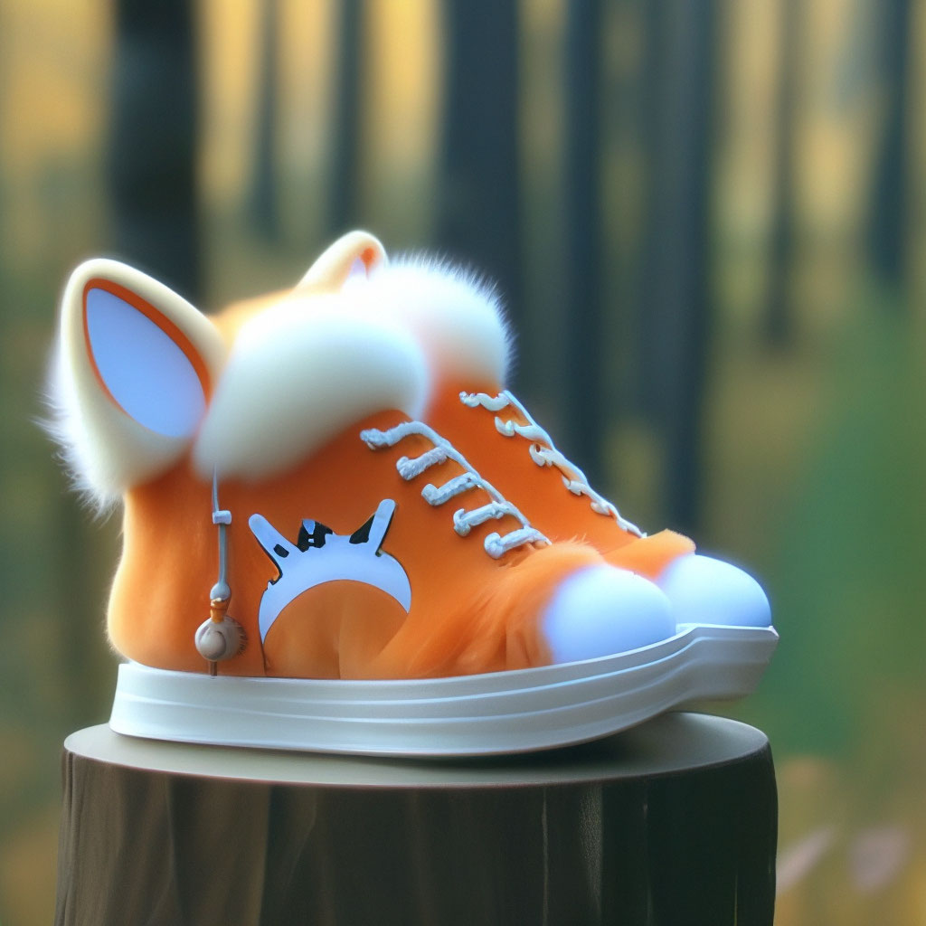 "Fox-style sneaker, fox hybrid and sneaker, covered with fur, cute, big ...