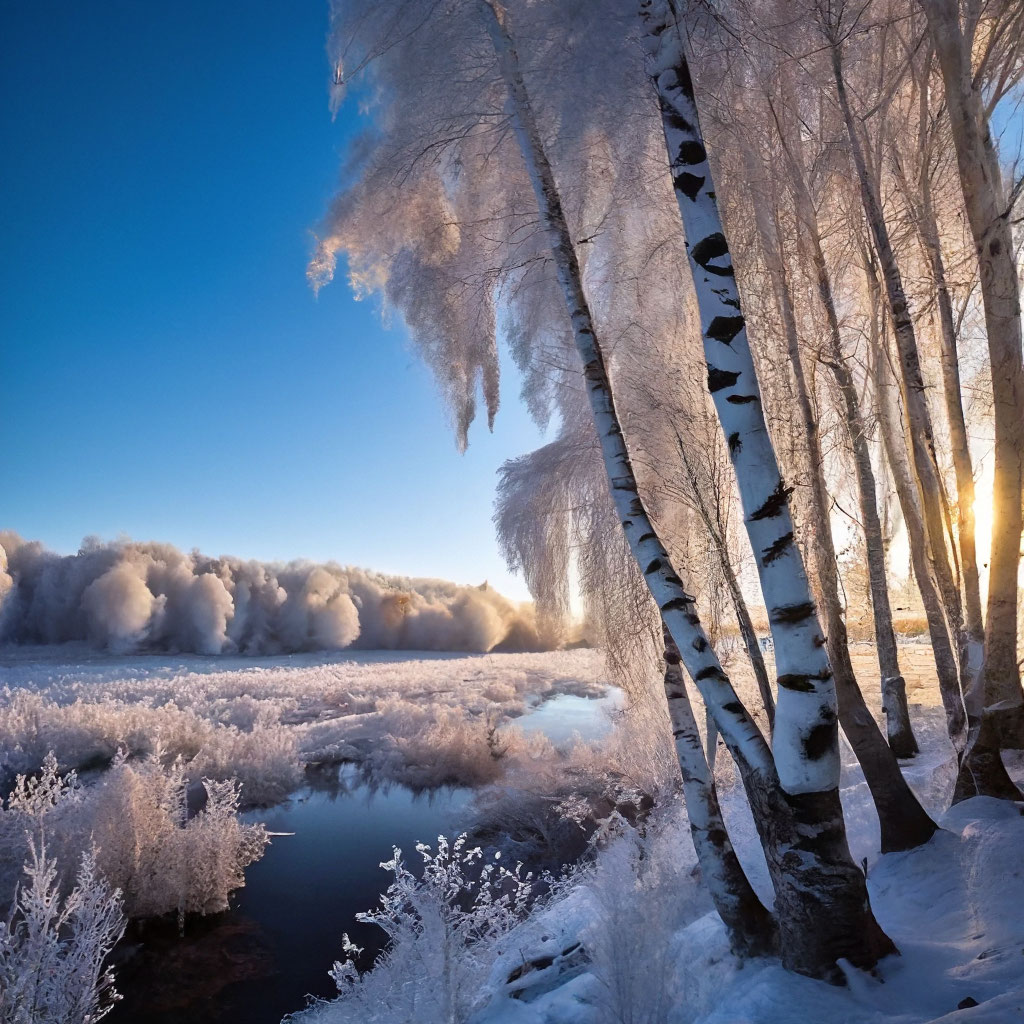 "💕 Sighting photo of birch branches, frost in winter, full moon ...