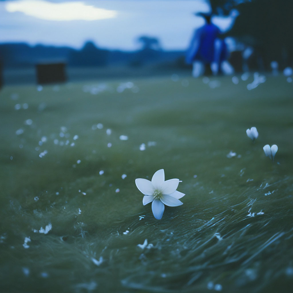 "You have passed, and a fallen flower remains on the grass from the ...