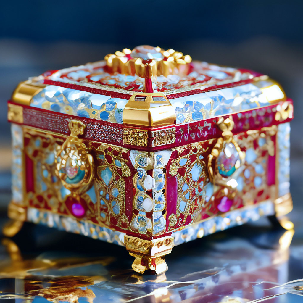 "Oriental, hexagonal, shining, miniature casket Filigree woodwork ...