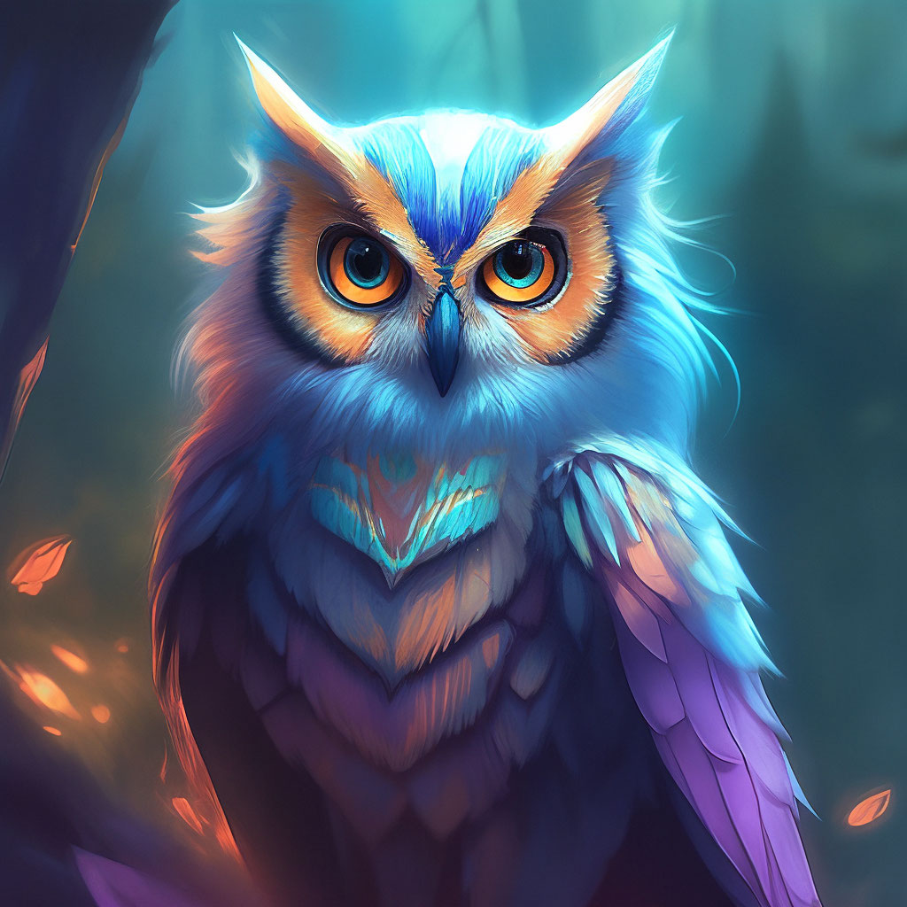 "A hybrid of an owl and a cat" — image created in Shedevrum