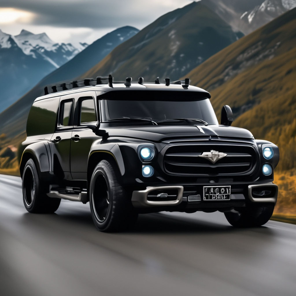 "Futuristic design, lowered suspension, CONCEPT ZIL-130 SUV, DARK&Black ...