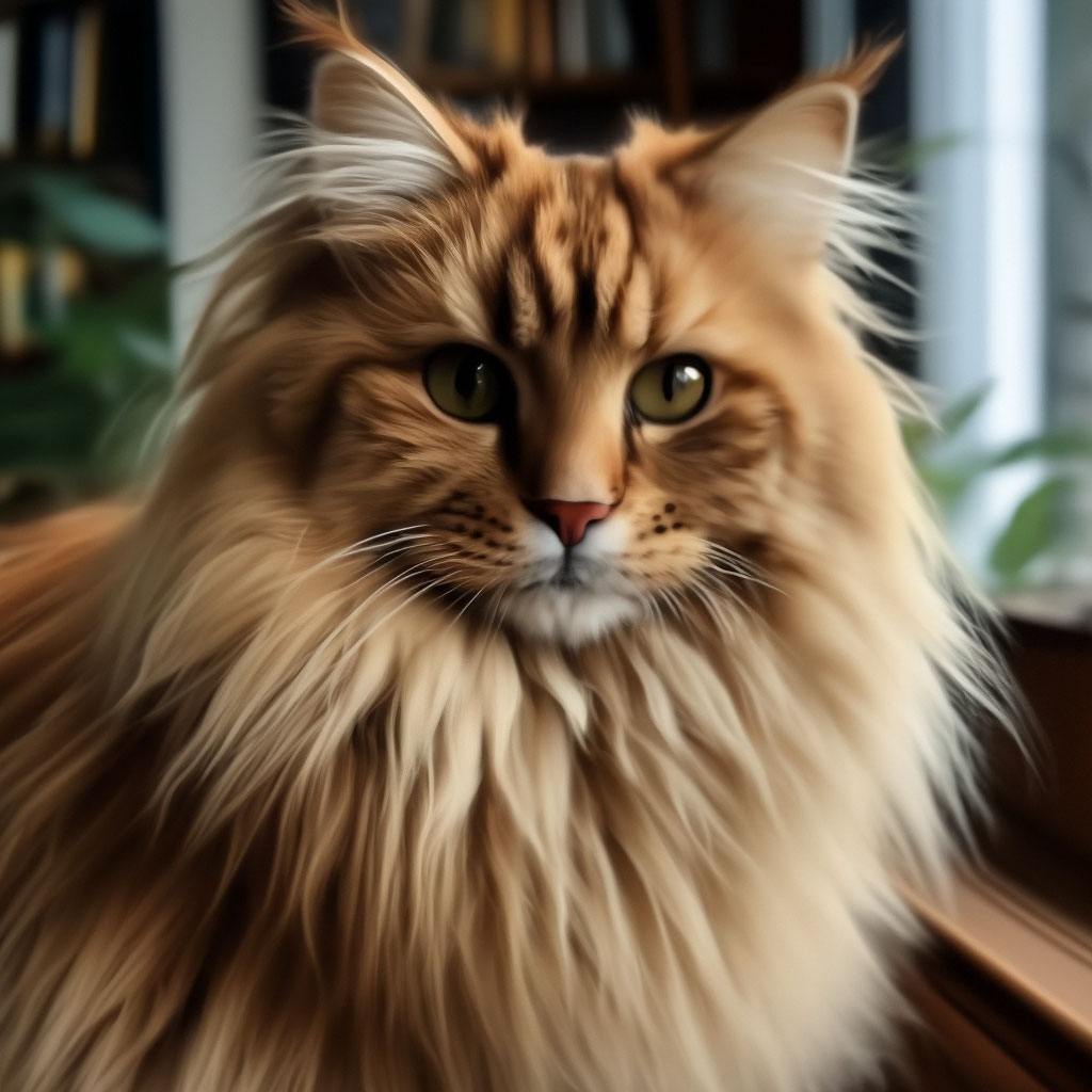 "A very fluffy cat" — image created in Shedevrum