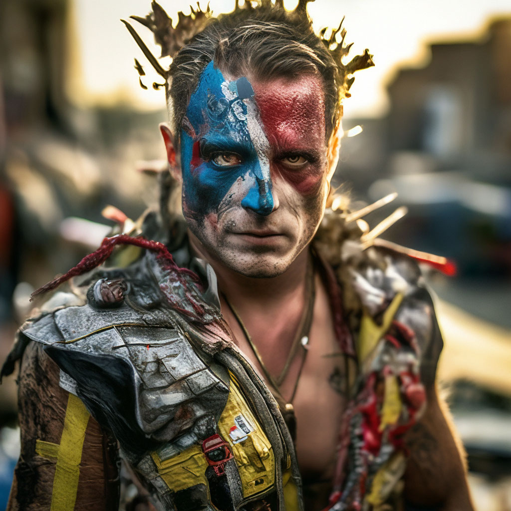 "Superhero Trash man, grotesque, fashion, megarealism accurate face ...