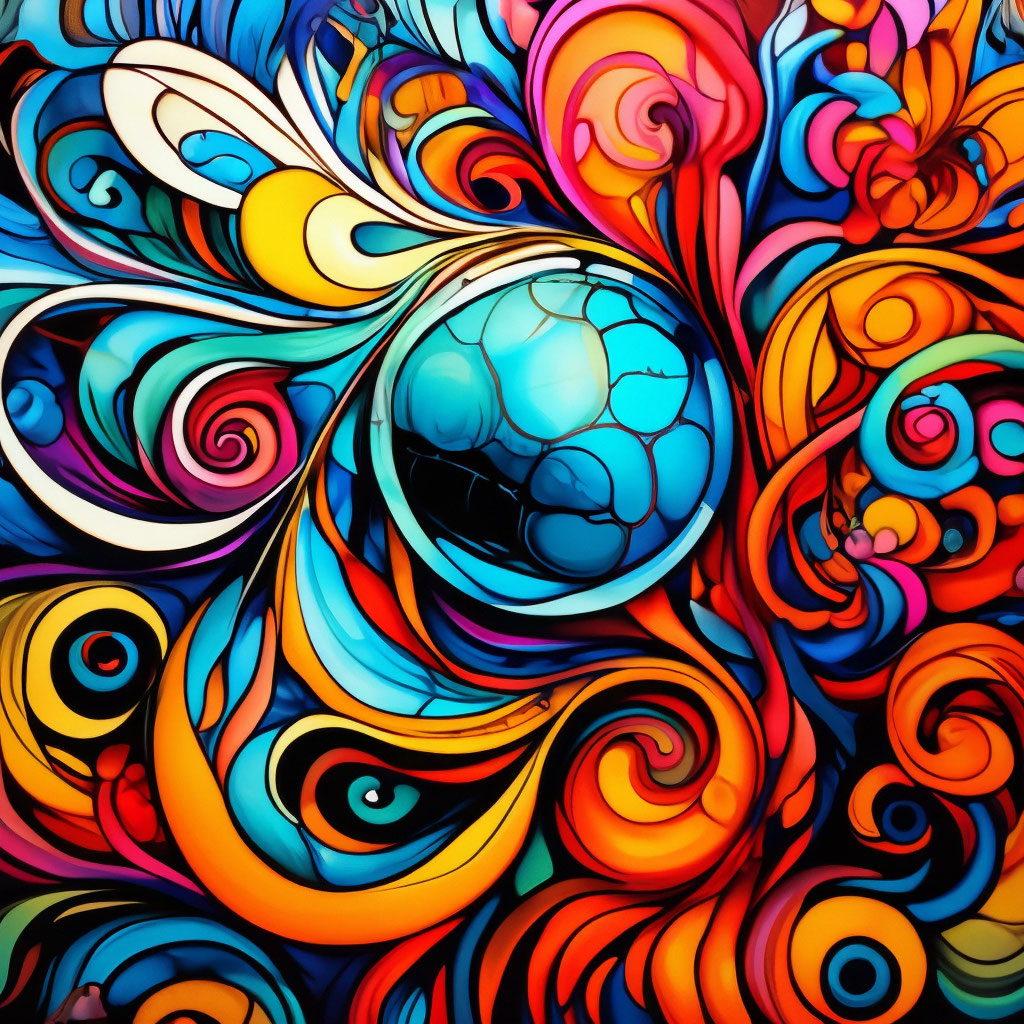 "Drawing neurography in ink , 5d, bright tones, curls, detailed drawing ...