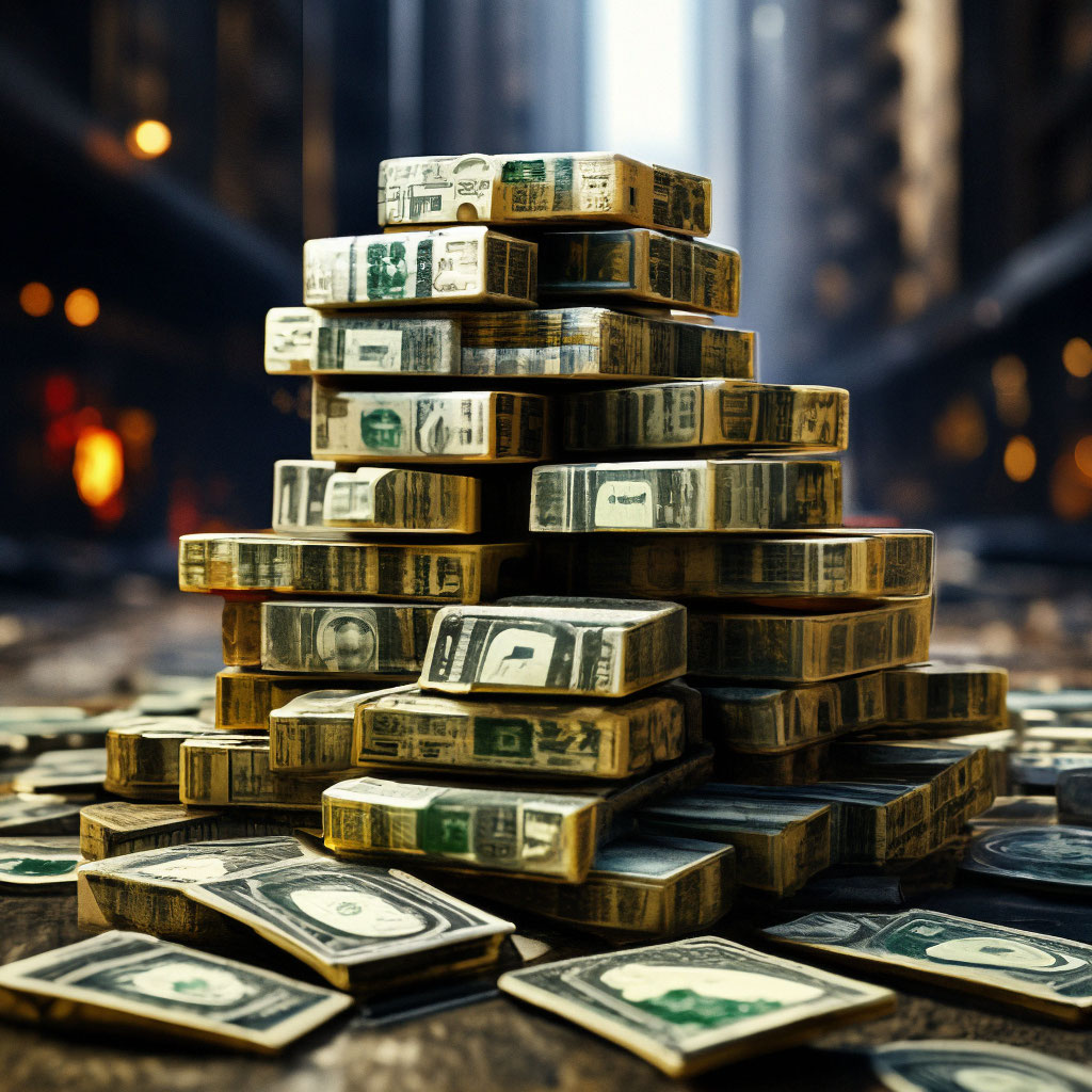 "Money bricks" — image created in Shedevrum