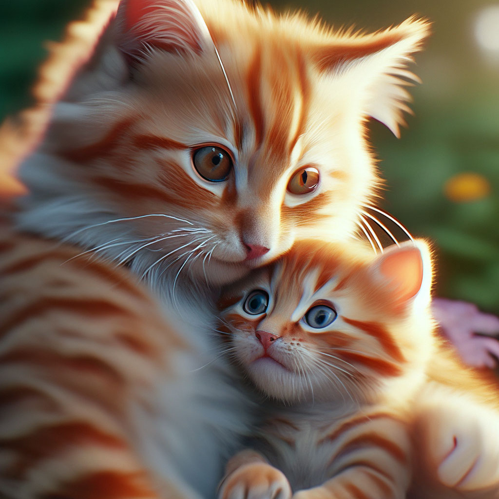 "Fluffy cute red kitten sucks milk from his mother red cat, Octane ...