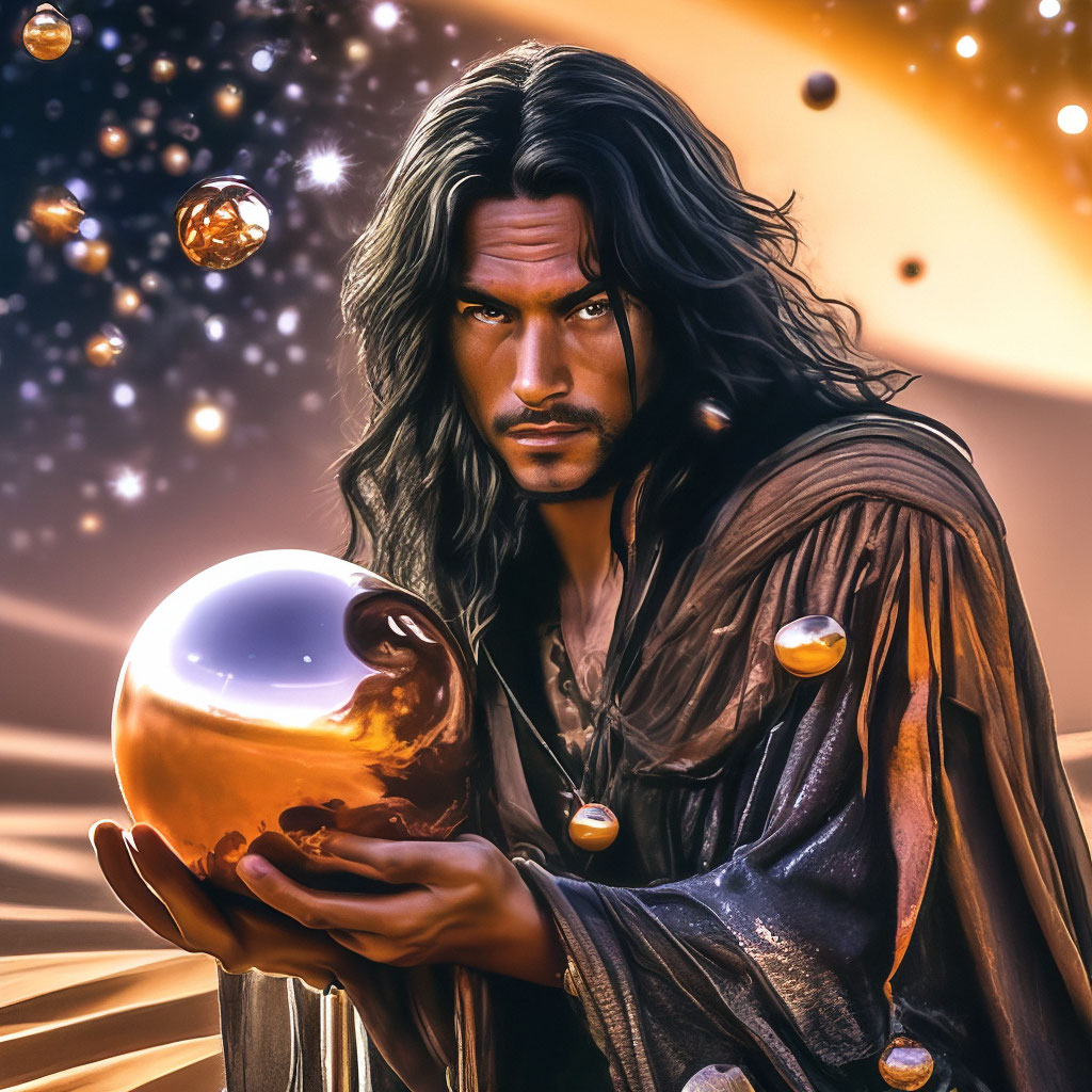 "The planet Methuselah, sands, copper and black graphite, fractal bend ...