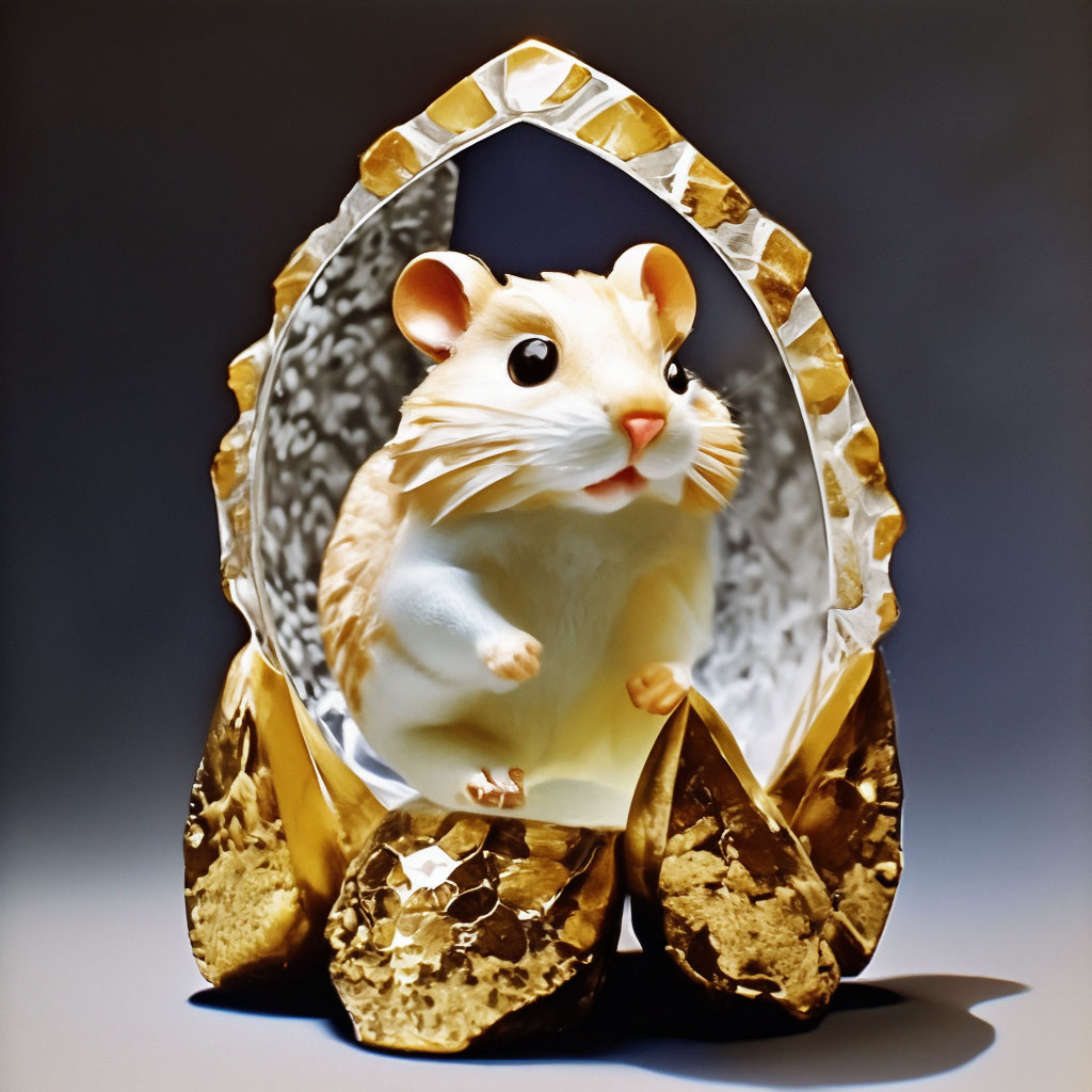 "A statuette.egg. faceted Bohemian grained glass.inside the egg in the ...