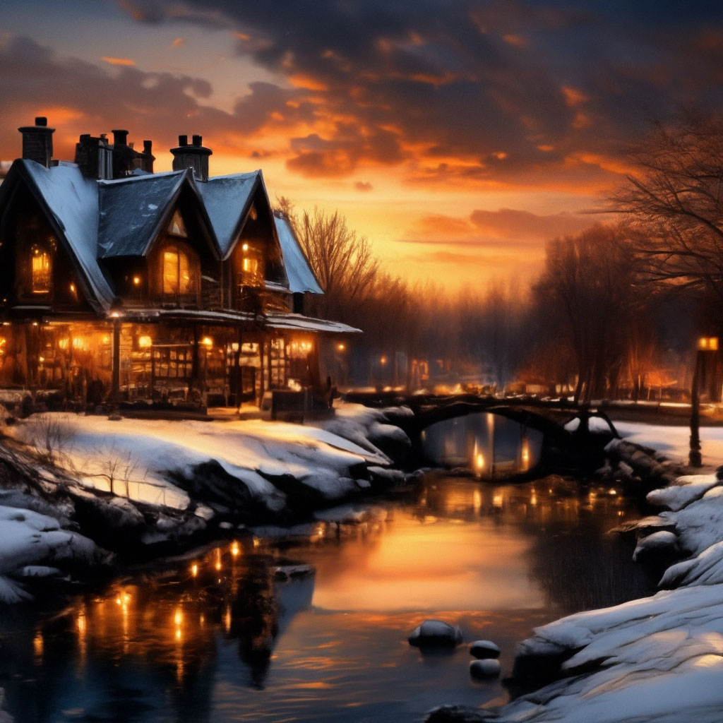 "Beautiful winter evening" — image created in Shedevrum