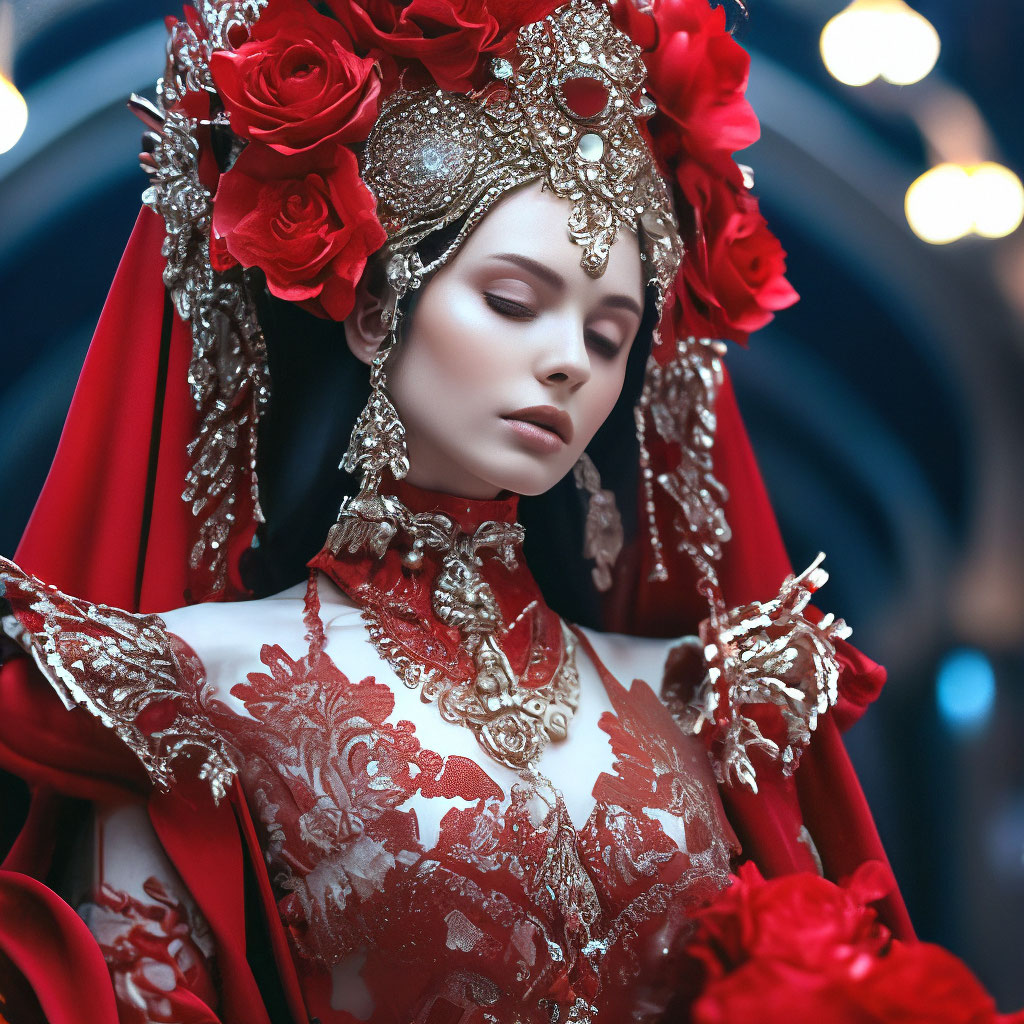 "Selfie,professional photo,hyperdetalization,bold empress of the red ...