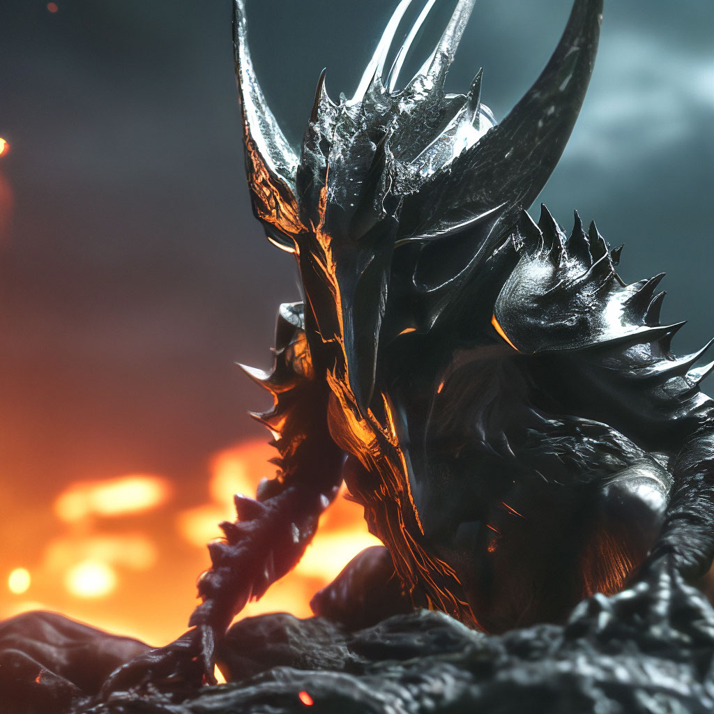 "Fully in the frame is a giant anthropomorphic black mantis with the ...