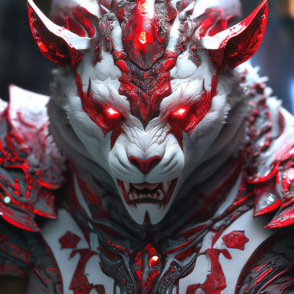 "Demon panda, harsh warrior, red eyes, vertical pupils, realism ...