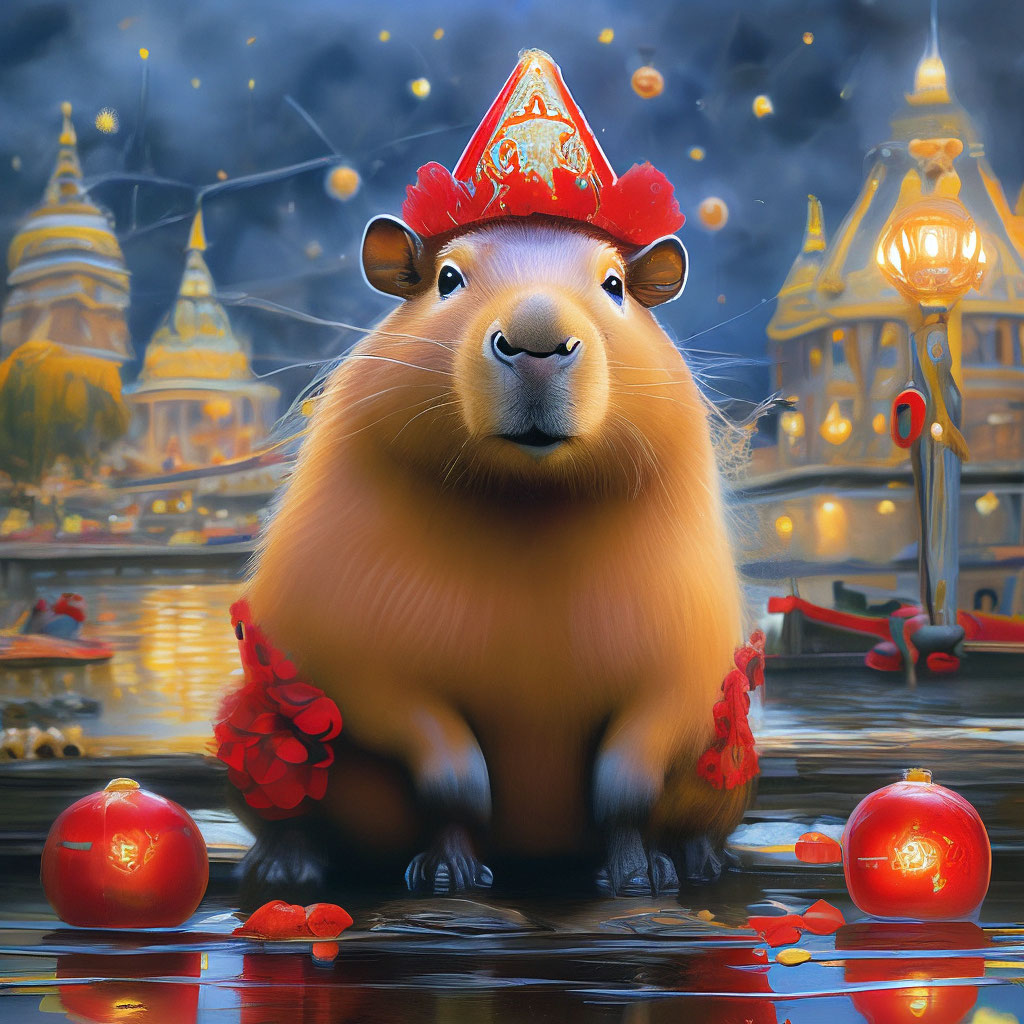 "New year's capybara" — image created in Shedevrum