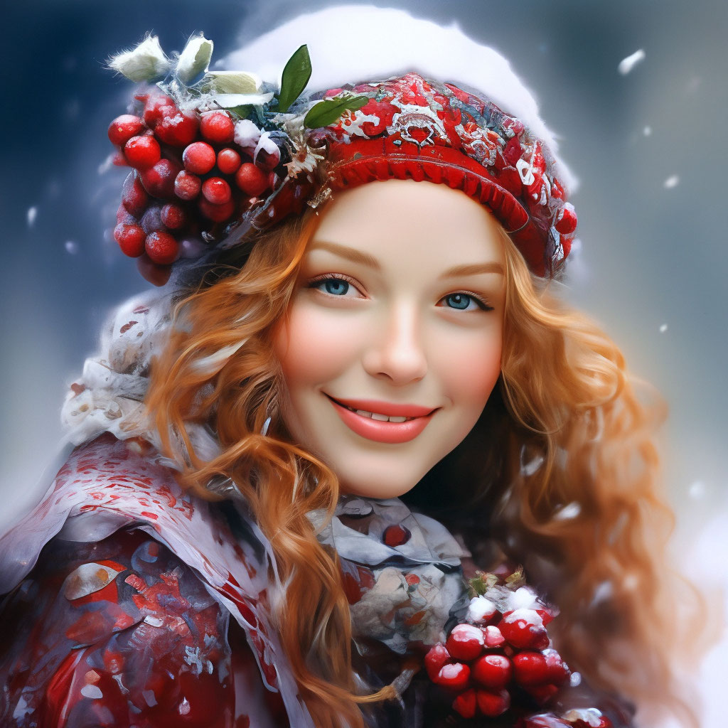 "November girl,35 years old,watercolor drawing,cranberry, cloudberry ...