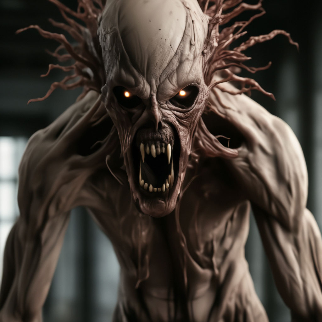 "Monster of human limbs photo realism horror" — image created in Shedevrum