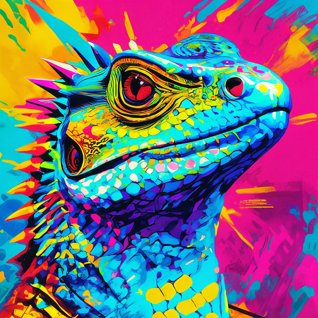 "Lizard in the style of pop art" — image created in Shedevrum