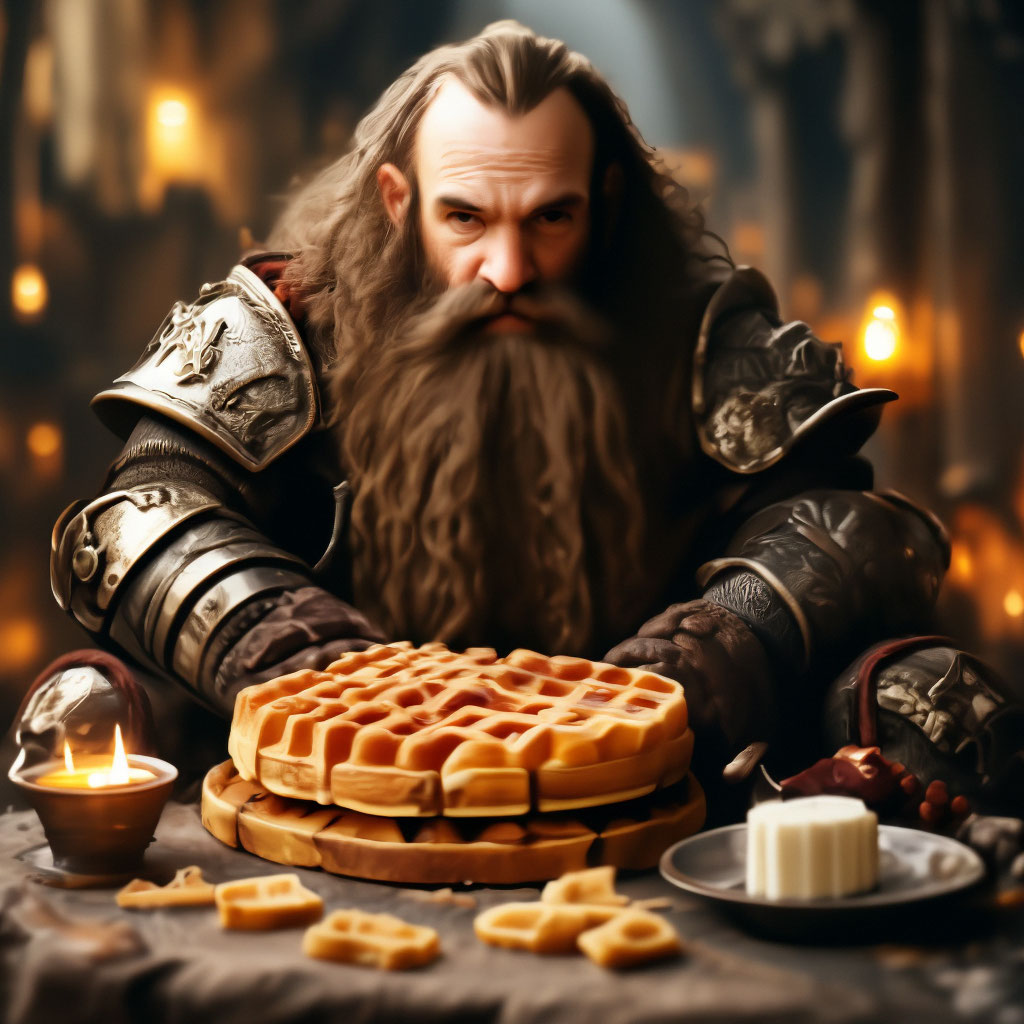 "A dwarf who loved waffles very much" — image created in Shedevrum