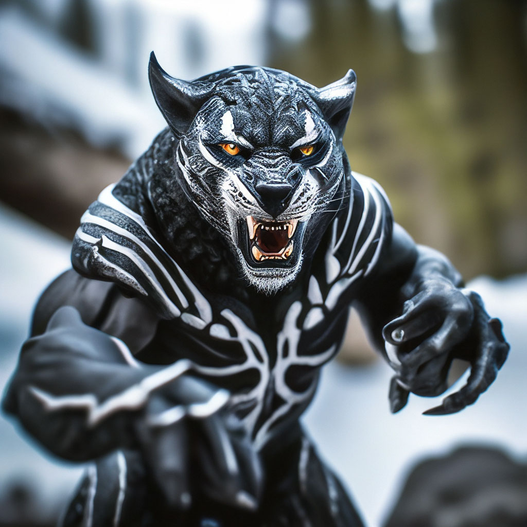 "Puma-werewolf symbiote" — image created in Shedevrum
